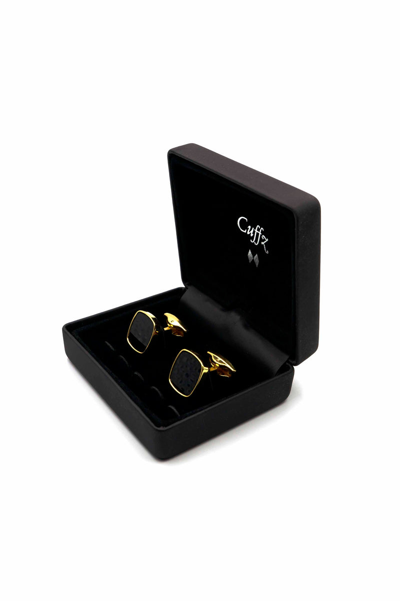 Gold Square Cufflinks with Black Onyx – Cuffz