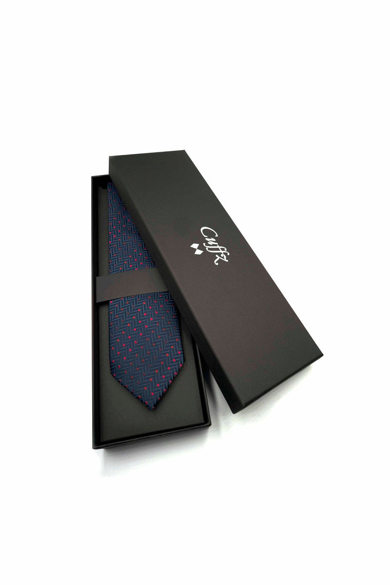 Dark Navy Necktie with Maroon Diamond Motifs – Cuffz